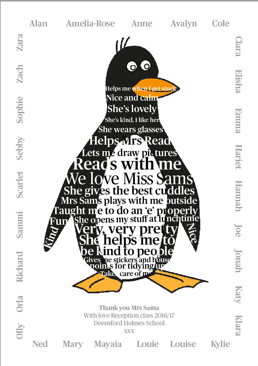 Penguin Word Art Print Perfect for Your Busy Bee by Rachael Partis ...
