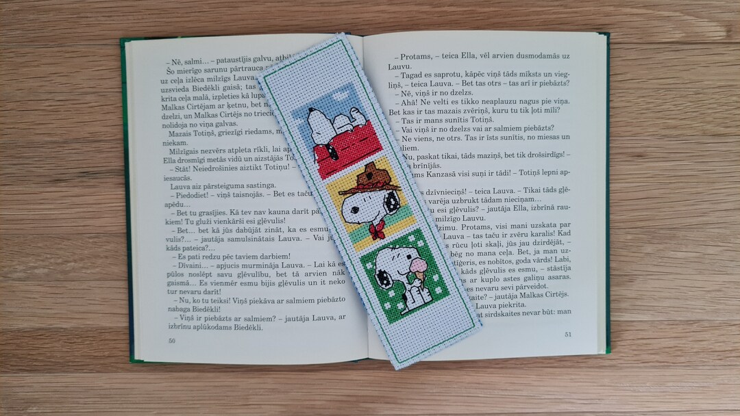 Snoopy Bookmark . Cross Stitched on Aida 14. DMC. This is - Etsy