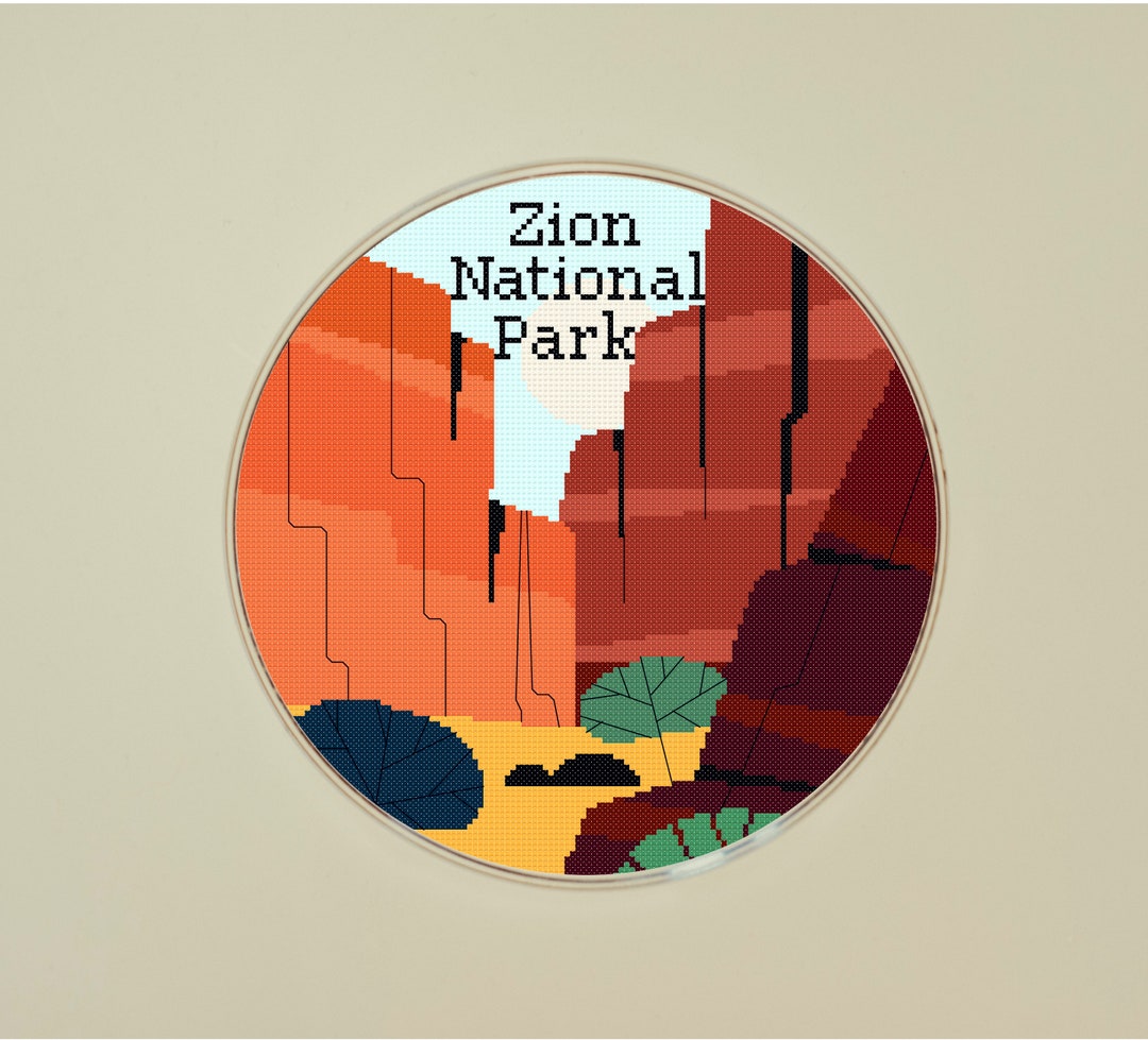 Zion National Park Cross Stitch Pattern. Mountain and Landscape Pattern ...