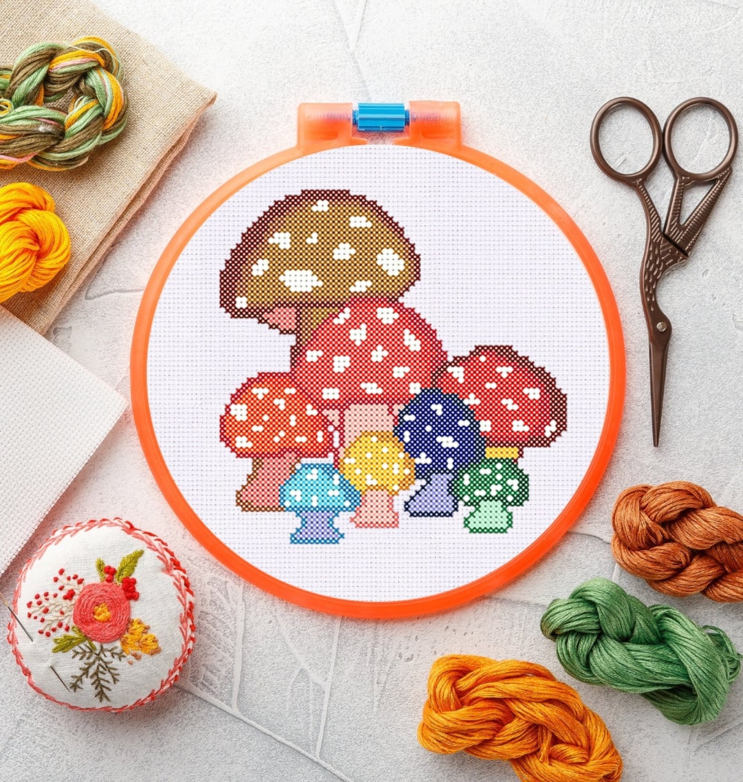 Mushroom Cross Stitch Pattern. Instant Download. Cottagecore Pattern ...