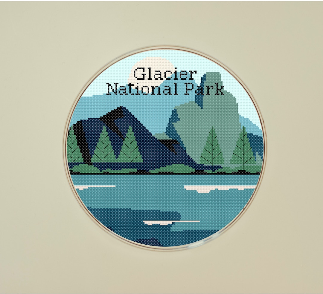 Glacier National Park Cross Stitch Pattern. Mountain and Landscape Pattern. Instant Download ...