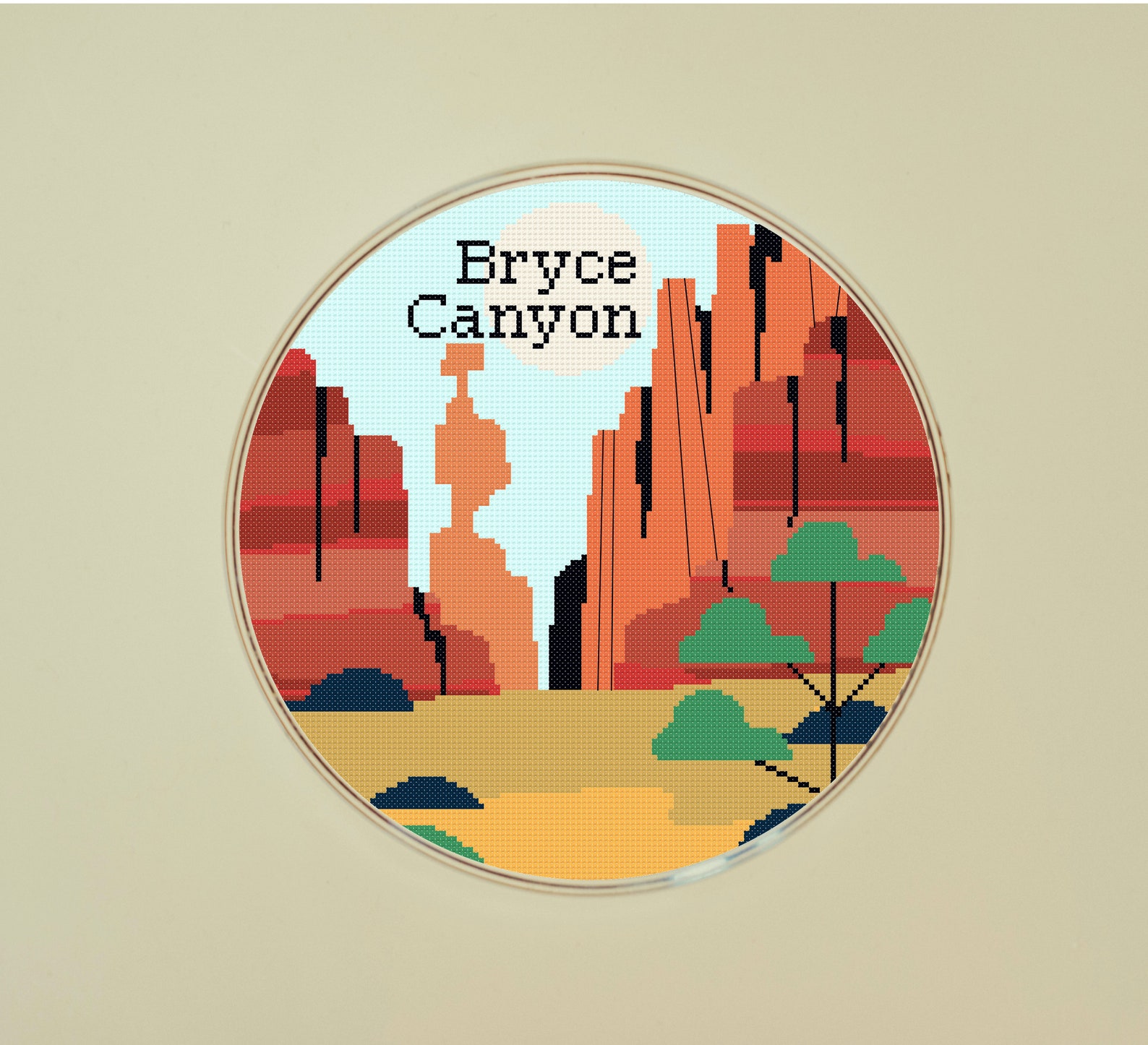 Bryce Canyon National Park Cross Stitch Pattern. Mountain and Landscape ...