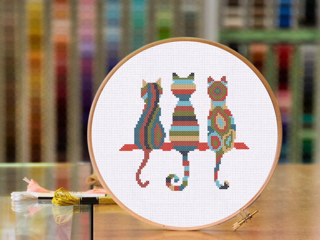 Cats Cross Stitch Pattern. Instant Download. Easy Cross Stitch Chart ...