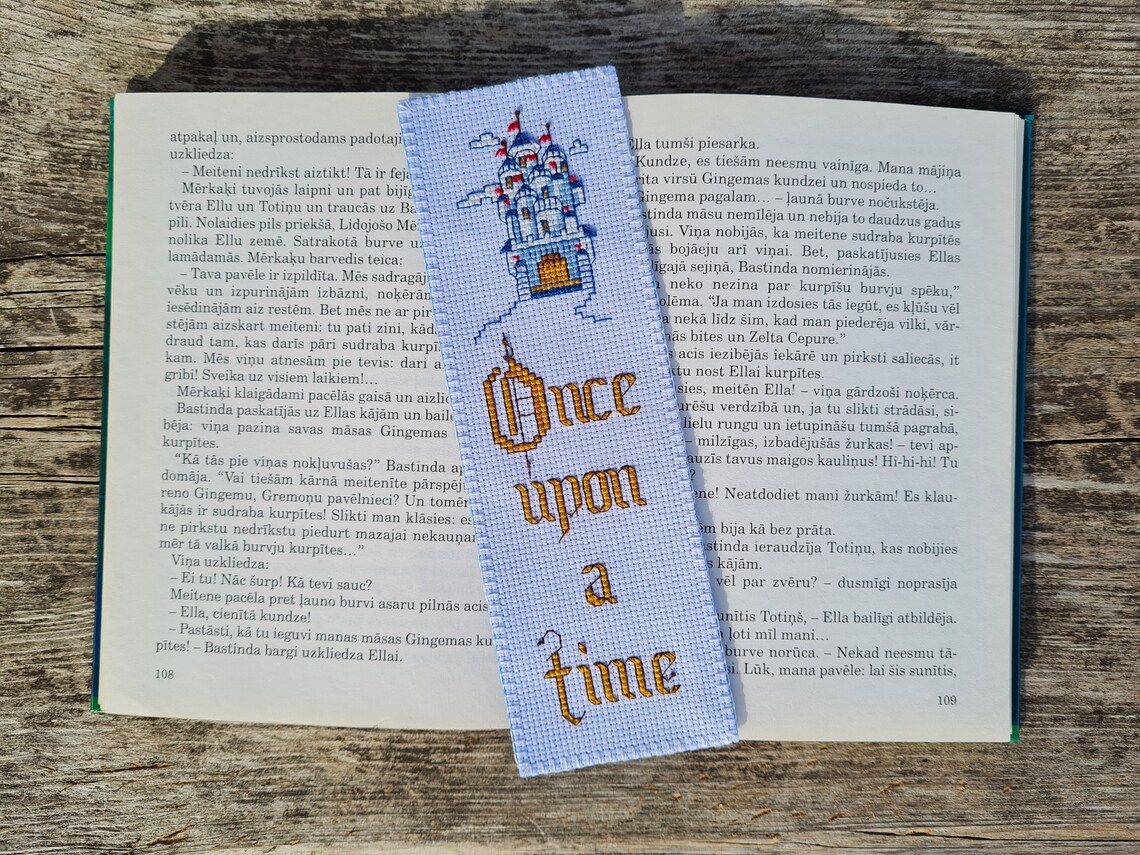 Handmade once Upon a Time Bookmark. Cross Stitched - Etsy
