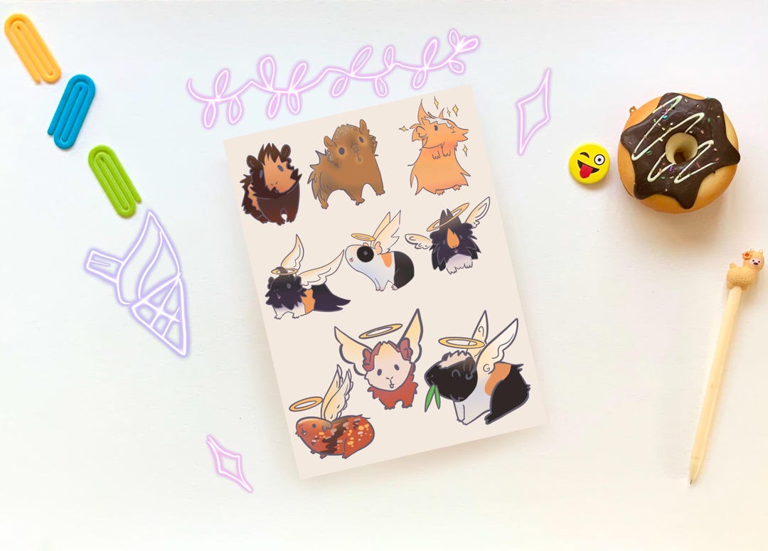 Printable Sticker Sheets | Angel Guinea Pigs | Rainbow Bridge | Pet ...