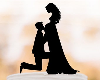Pregnant Bride Wedding Cake Topper Funny Bride and Groom | Etsy