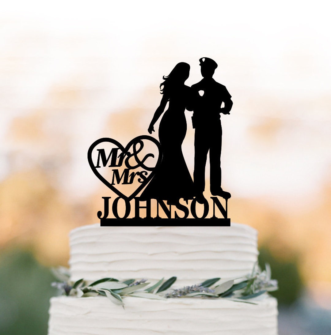 Personalized Police Wedding Cake Topper, State Trooper Officer Wedding ...