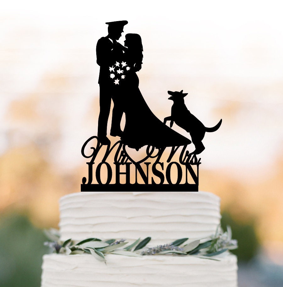 Personalized Police Wedding Cake Topper With Dog Silhouette - Etsy