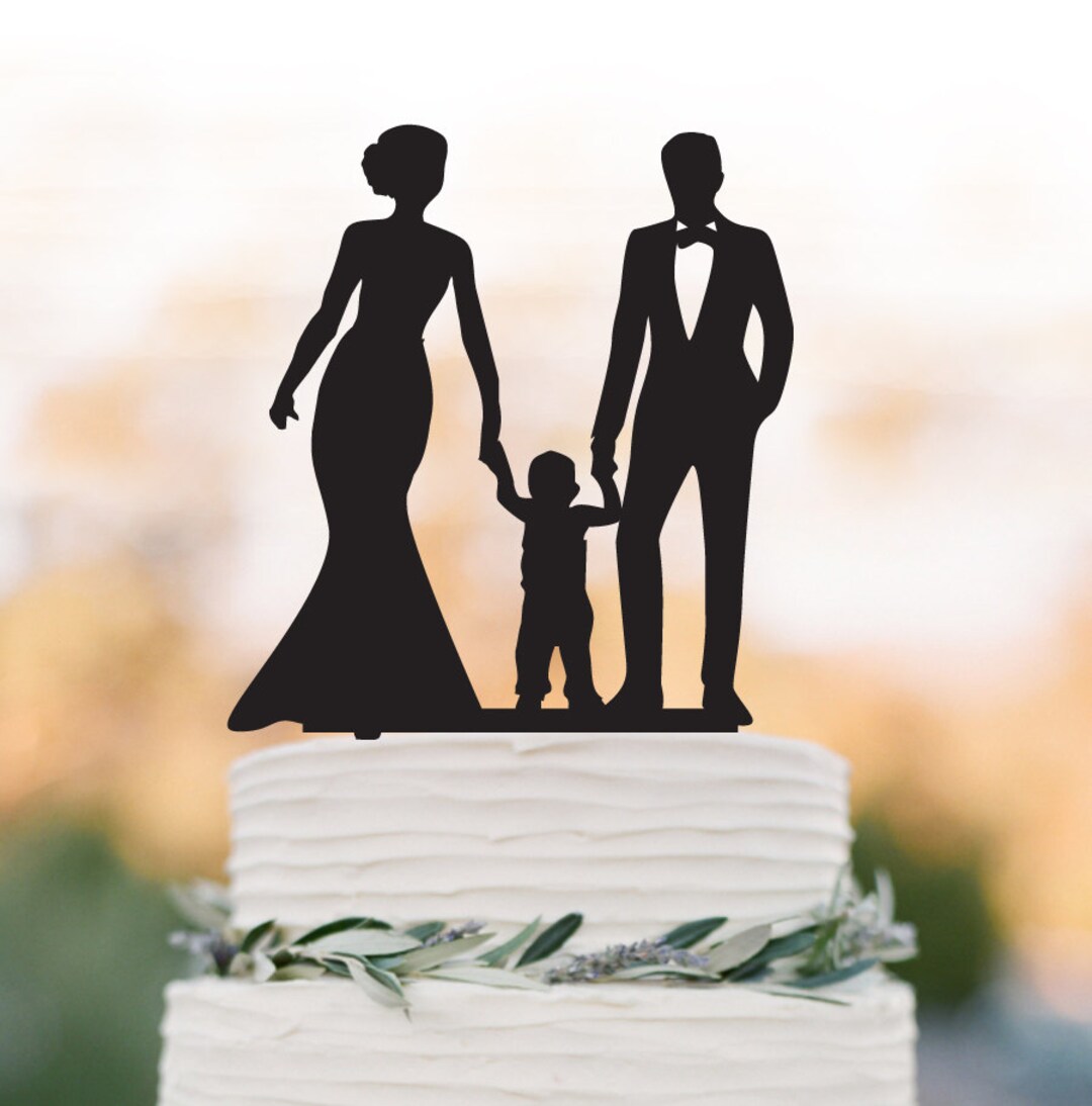 Family Wedding Cake Topper With Child, Bride and Groom Wedding Cake ...