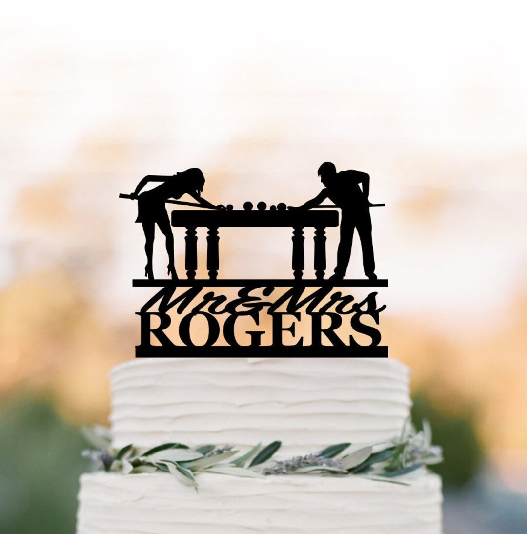 Billiards Wedding Cake Topper With Name Pool Table Billiard Player's ...