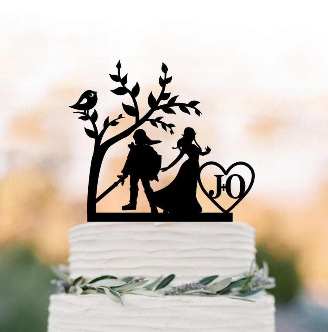 Link and Zelda Cake Topper Elf and Princess Silhouette Personalized ...