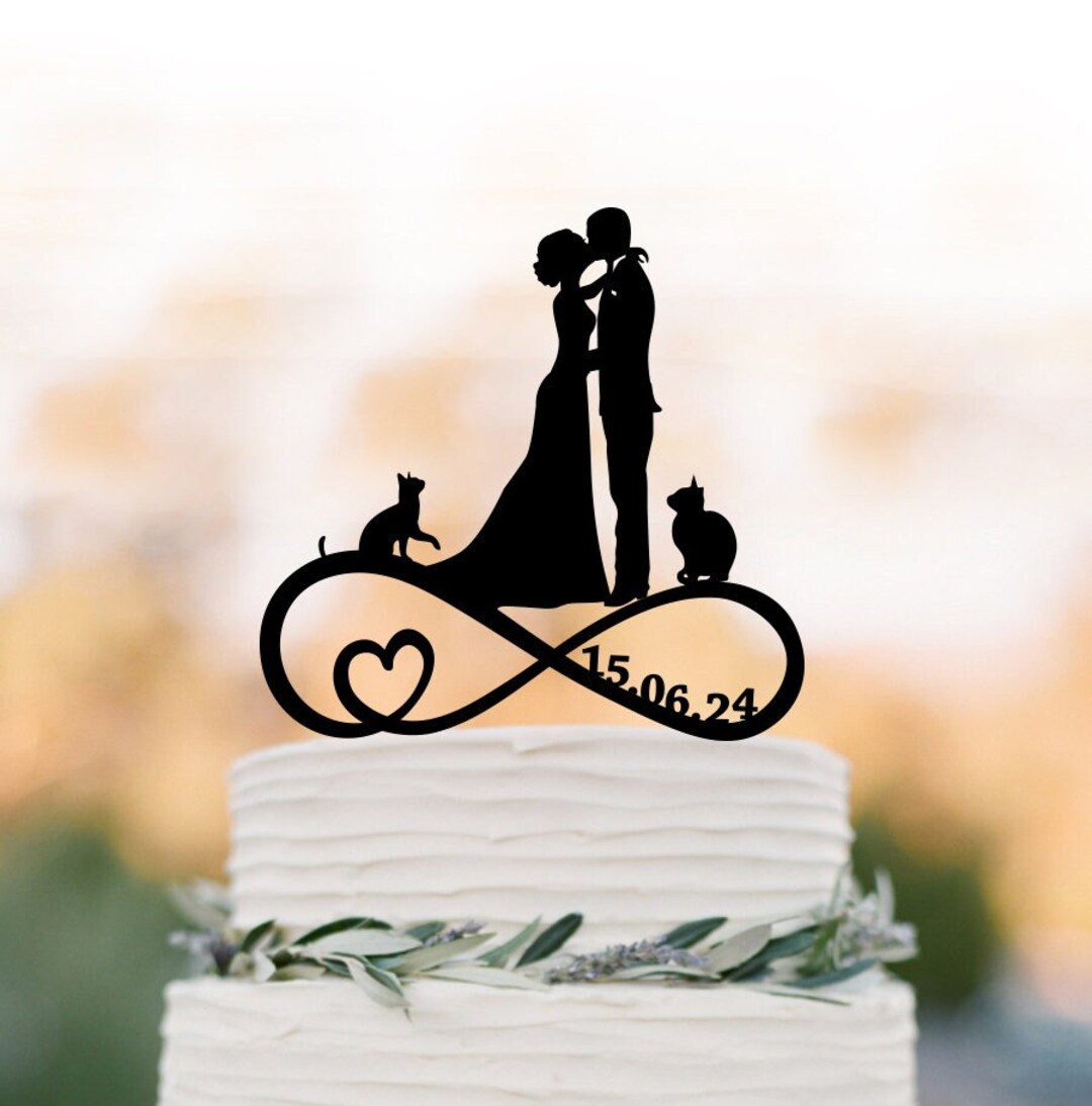 Infinity Wedding Cake Topper With Date Topper With Cats Hearth Cake ...