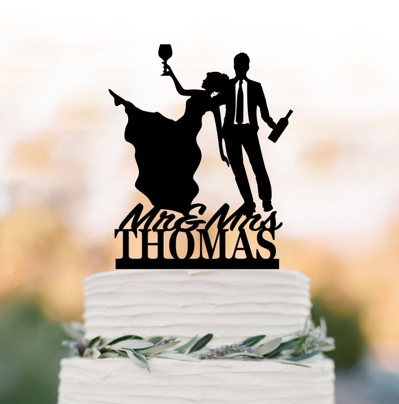 Personalized Funny Wedding Cake Topper Drunk Bride and Groom - Etsy
