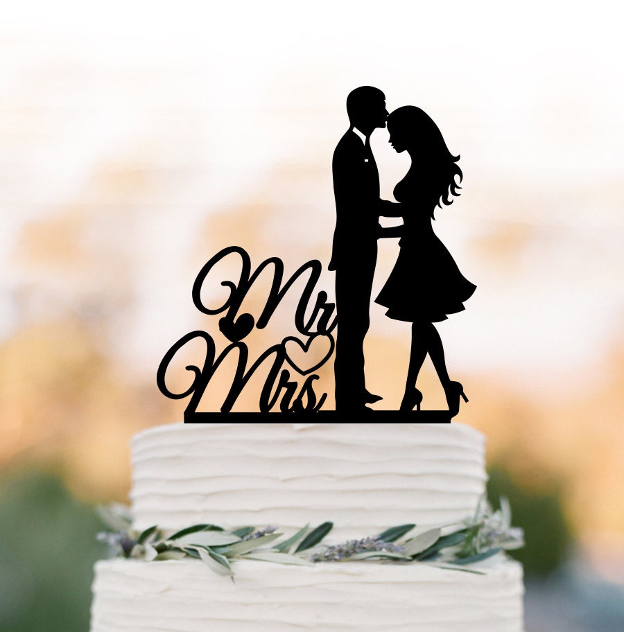 Wedding Cake Topper Mr And Mrs Bride And Groom Silhouette Etsy