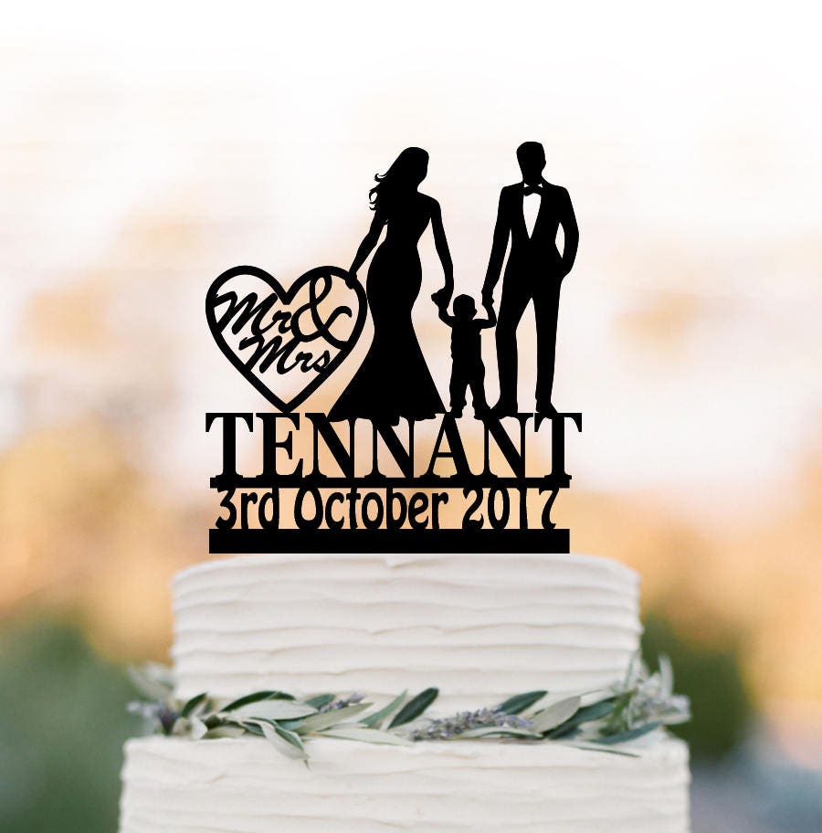 Family Wedding Cake Topper With Child Personalized Wedding - Etsy