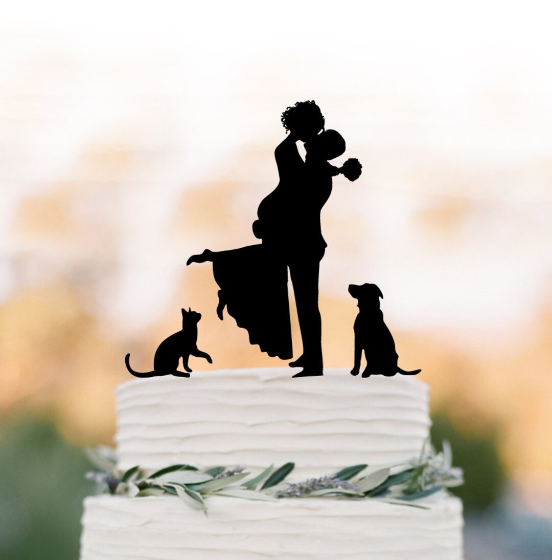 Unique Wedding Cake Topper Dog, Cake Toppers With Cat Groom Lifting ...