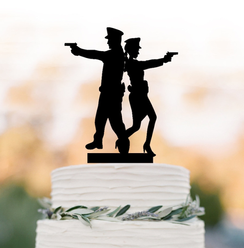Police Wedding Cake Topper Police Couple Silhouette Wedding - Etsy