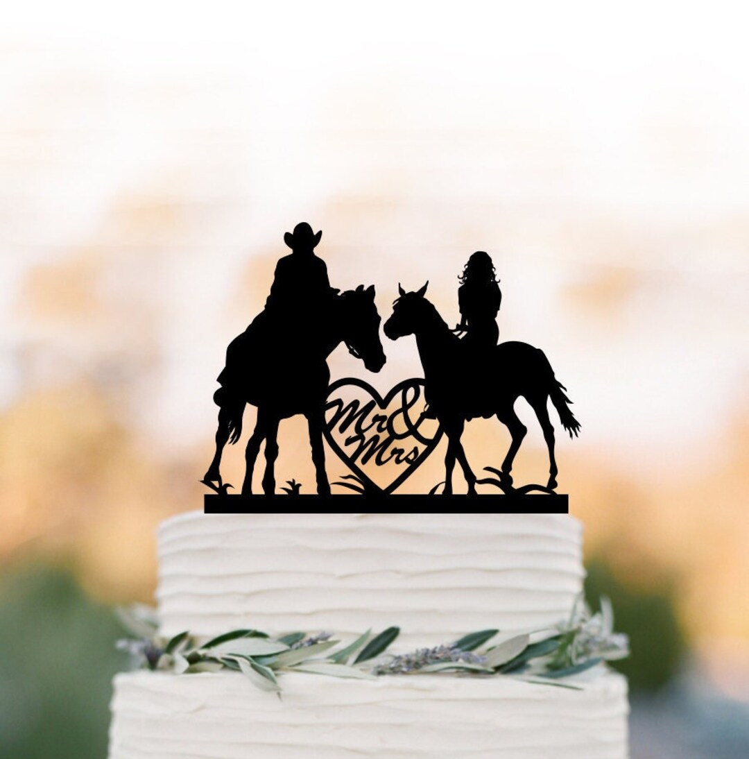 Western Wedding Cake Topper With Horse Wedding Cake Topper Mr and Mrs ...