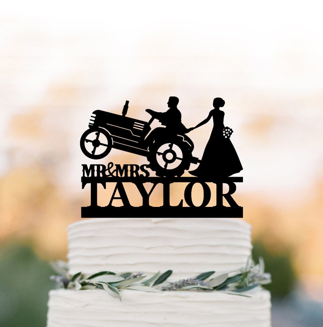 Outdoors Tractor Wedding Cake Topper, Farmer Wedding Cake Topper ...