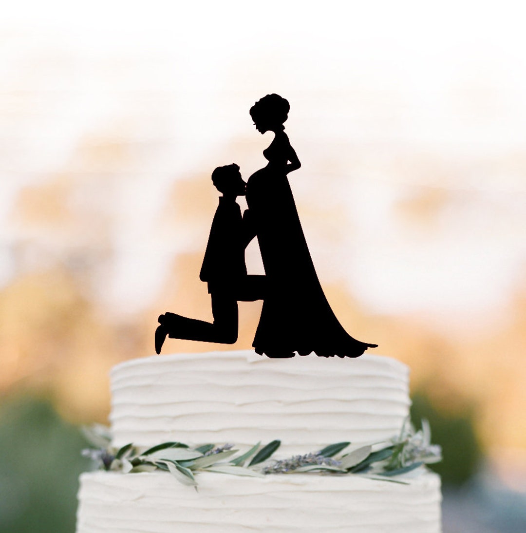 Pregnant Bride and Groom Cake Topper, Acrylic Cake Topper Maternity ...