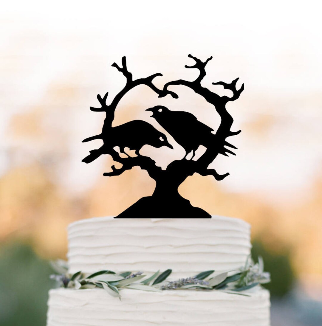 Raven Heart Cake Topper, Halloween Party Decor, Christmas Cake Topper ...