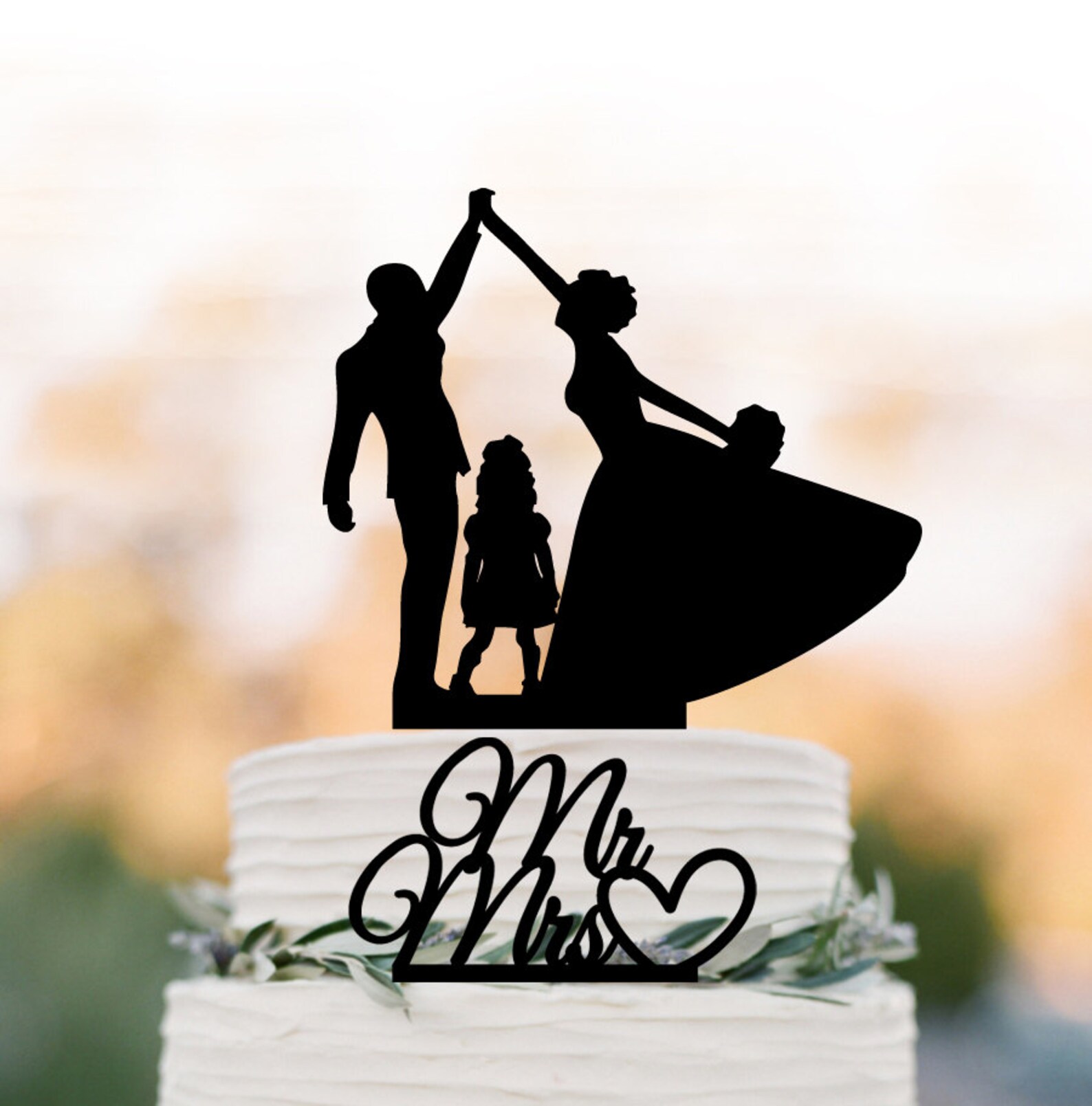 Two Tier Bride and Groom High Five Wedding Cake Topper With - Etsy