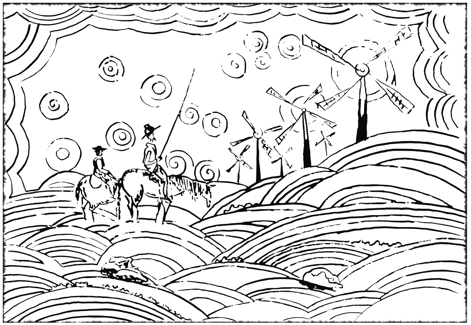 Don Quixote Coloring Page for Kids - Etsy