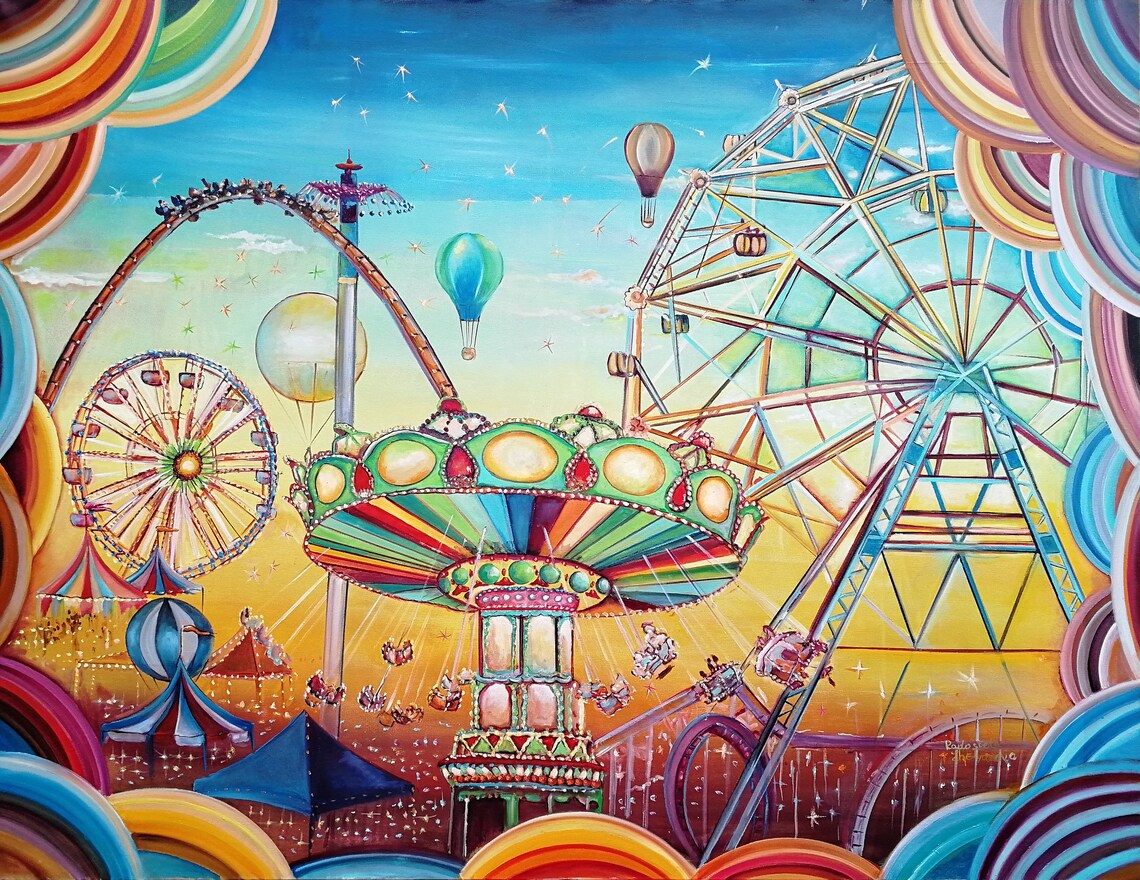 Fairground Coloring Page for Kids - Etsy Canada