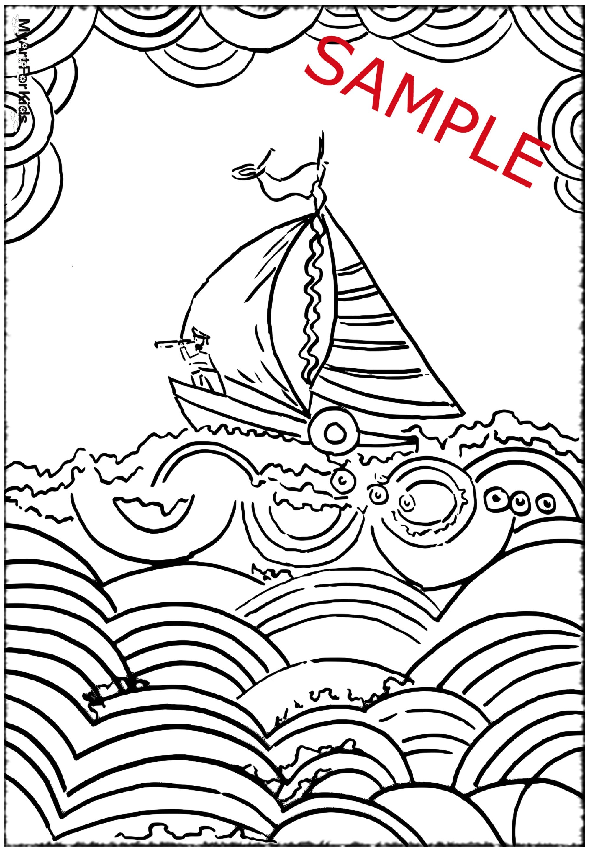 Ship Coloring Page for Kids - Etsy