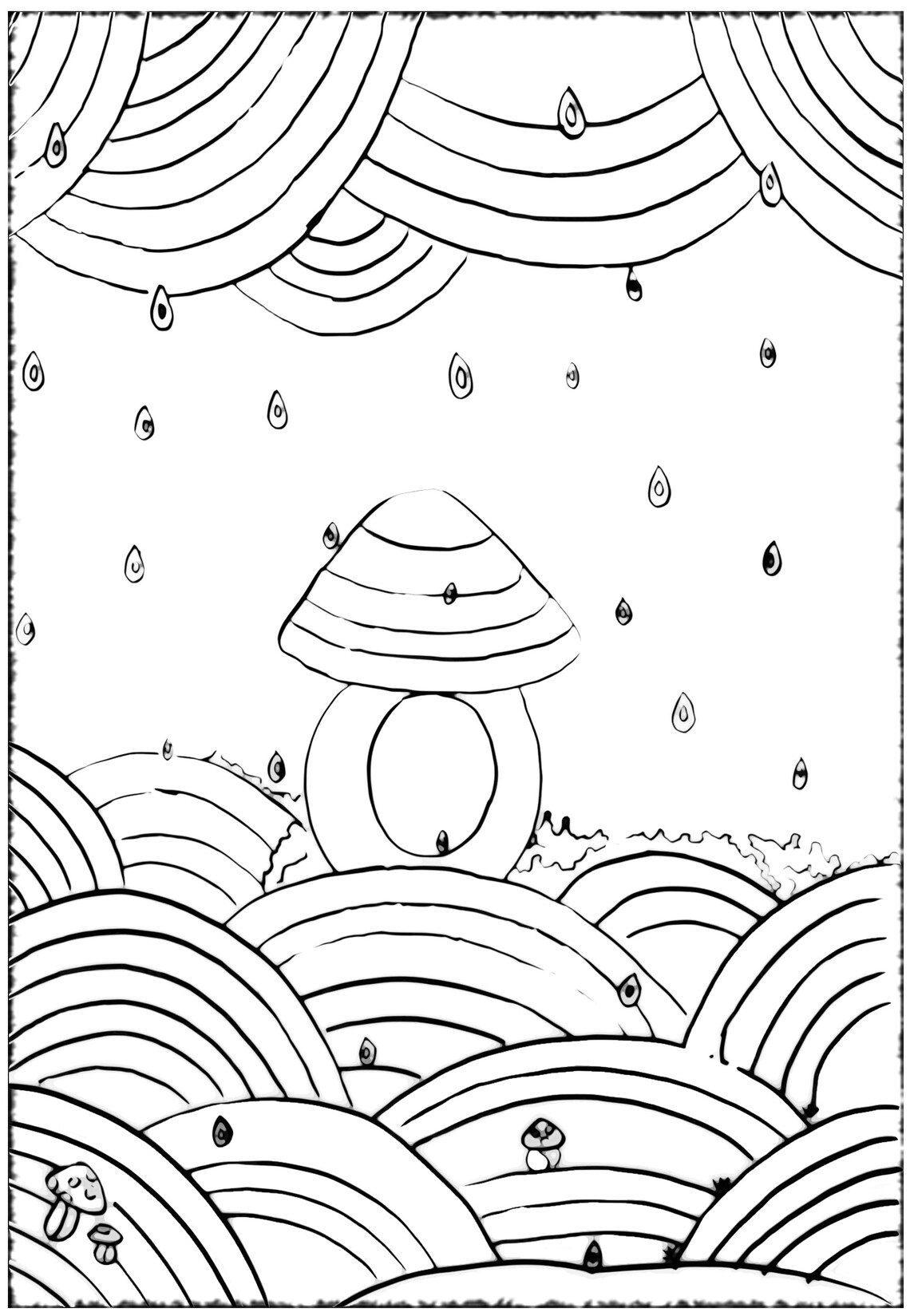 Mushroom Coloring Page for Kids - Etsy