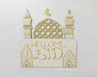 Twilight Happy Eid Banner Pink Teal Purple Gold Gem Party - Etsy