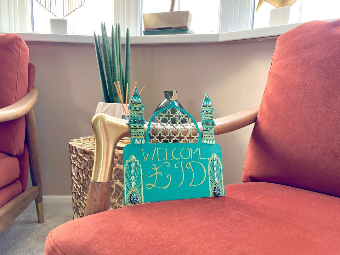 Dusk Ramadan & Eid Welcome Sign | Hand-painted Decor Blue Teal Mint ...