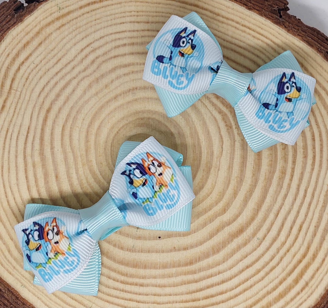 X2 Bluey Bingo Hair Bows Hair Clips. Bluey Hair Clips. Girls Hair ...