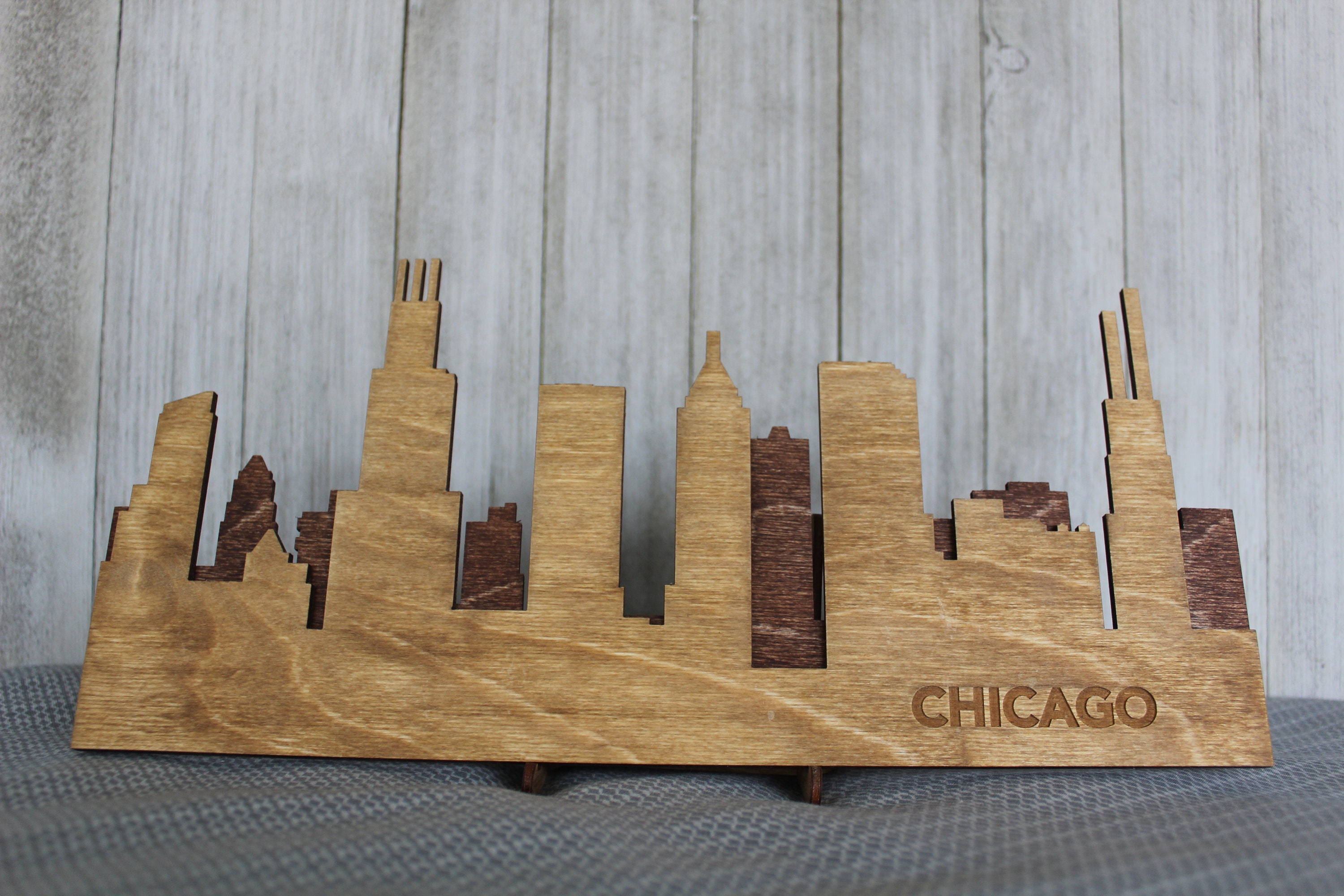 Small Chicago Skyline Wooden Sign Rustic Illinois Sign Art - Etsy