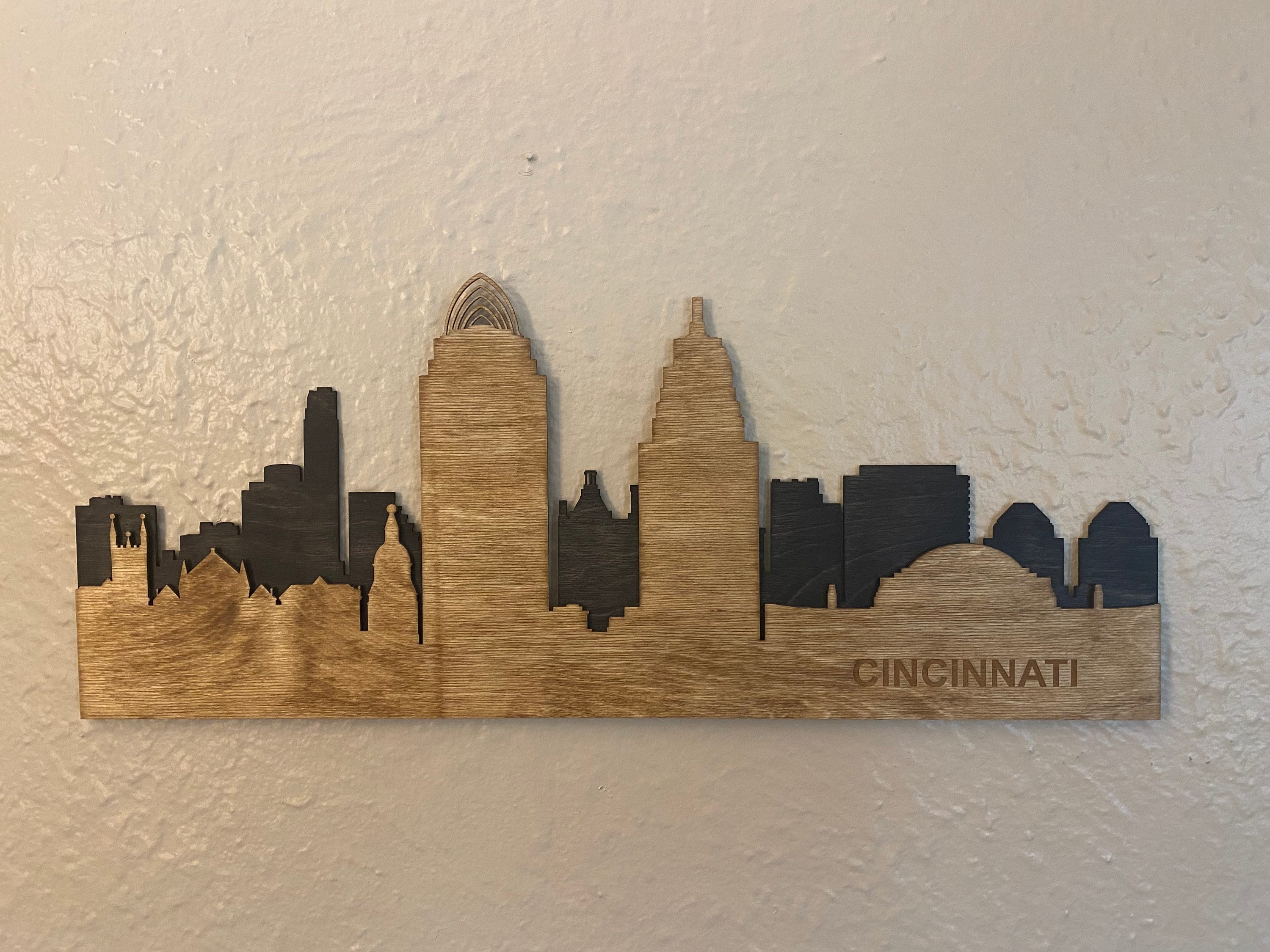 Cincinnati Skyline Wooden Sign - Rustic Cincinnati Wall Art Decor ...