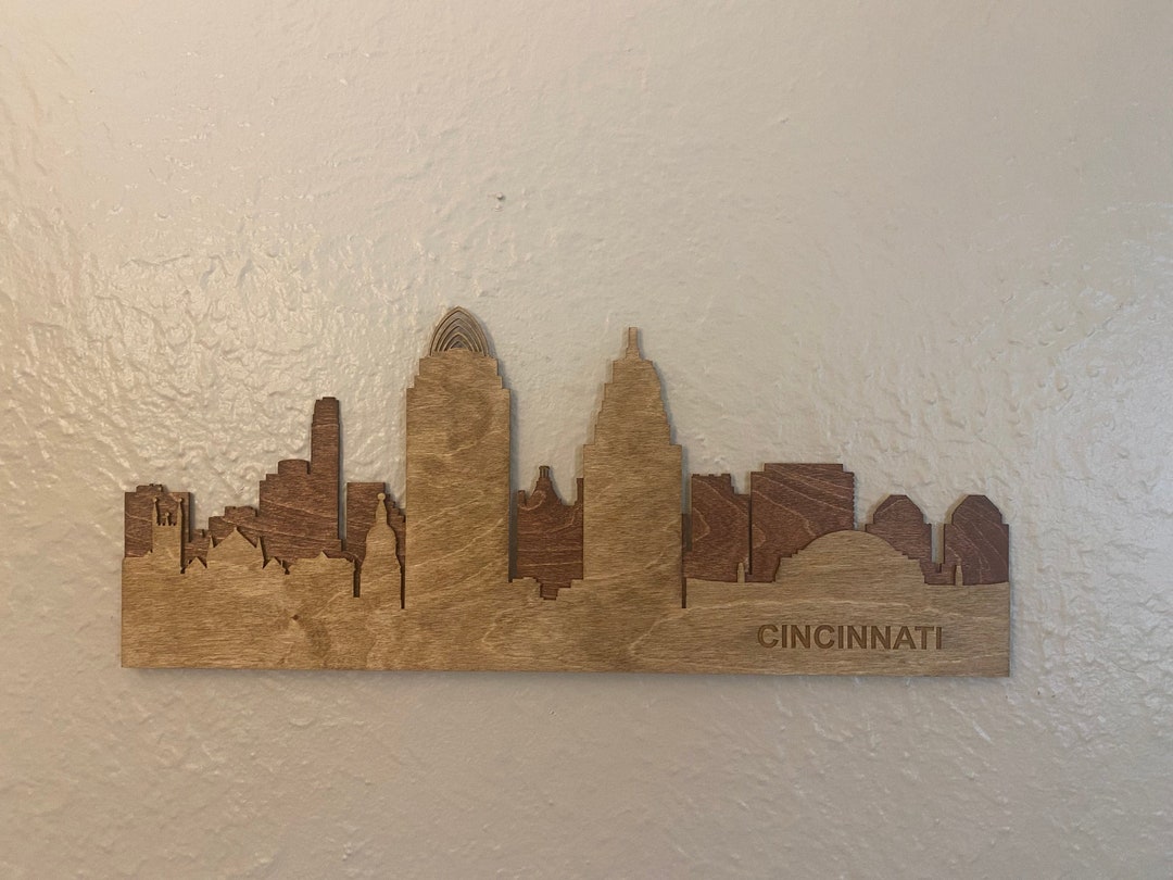 Cincinnati Skyline Wooden Sign - Rustic Cincinnati Wall Art Decor ...