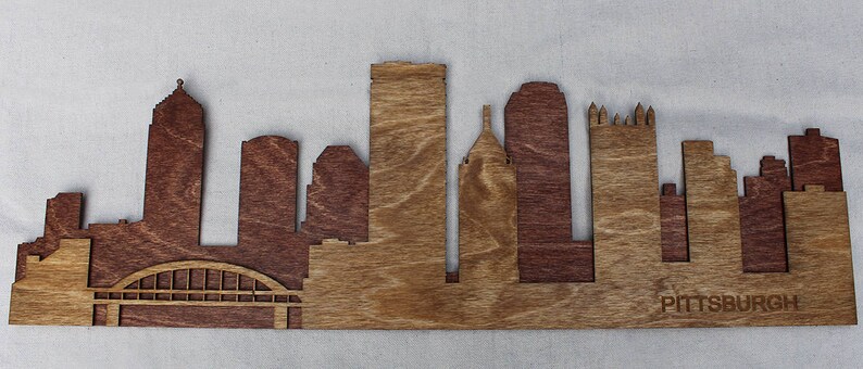 Pittsburgh Skyline Wooden Sign - Rustic Pittsburgh Wall Decor ...