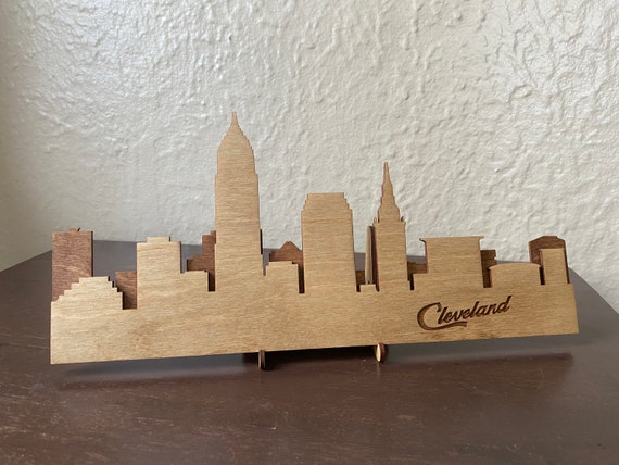 Small Cleveland Skyline Wooden Sign Rustic Cleveland Wall | Etsy