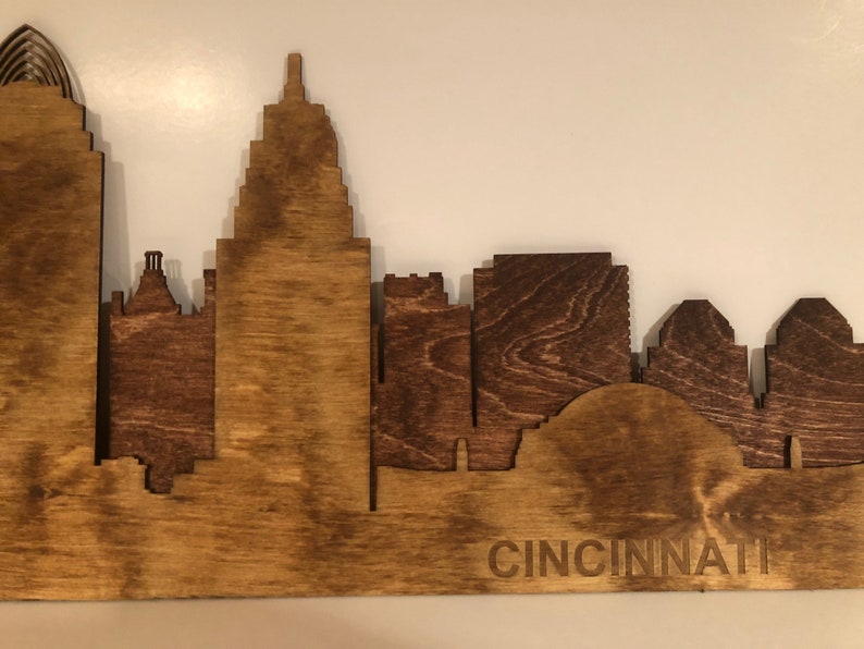 Cincinnati Skyline Wooden Sign Rustic Cincinnati Wall Art - Etsy