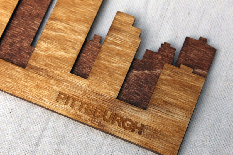 Pittsburgh Skyline Wooden Sign Rustic Pittsburgh Wall Decor - Etsy