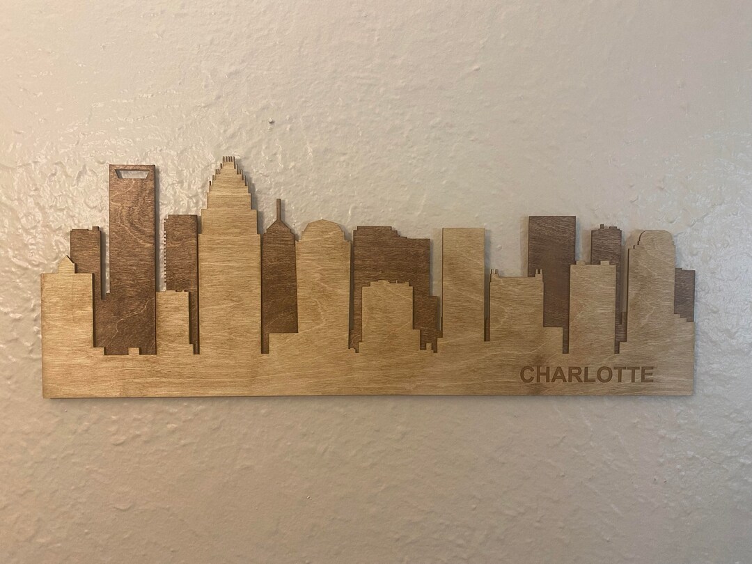Charlotte Skyline Wooden Sign - Rustic Charlotte Sign Art - Wooden Sign ...