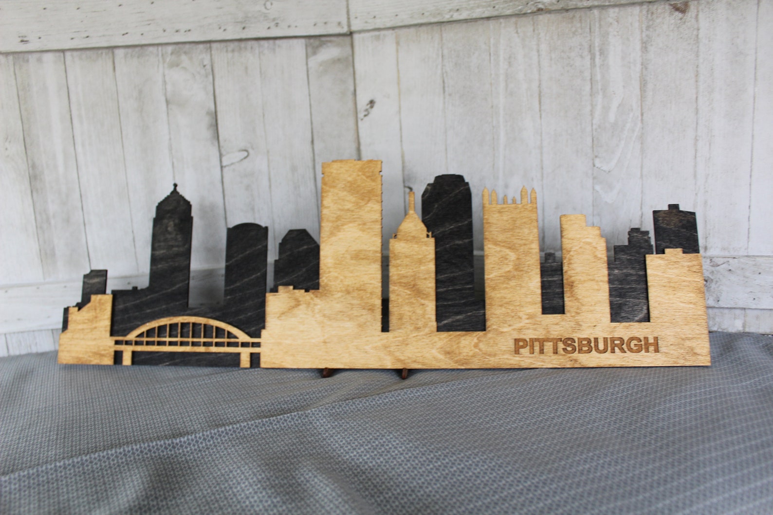 Pittsburgh Skyline Wooden Sign - Rustic Pittsburgh Wall Decor ...