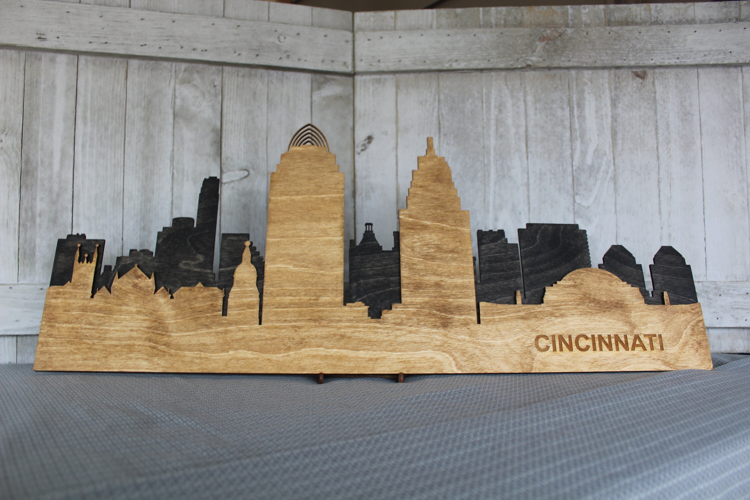 Cincinnati Skyline Wooden Sign - Rustic Cincinnati Wall Art Decor ...