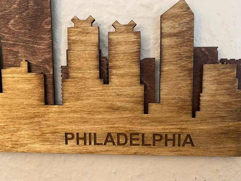 Philadelphia Skyline Wooden Sign - Rustic Philly Wall Art Decor ...
