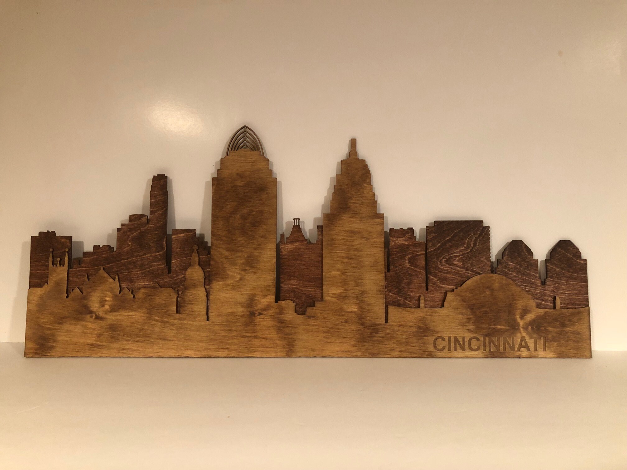 Cincinnati Skyline Wooden Sign - Rustic Cincinnati Wall Art Decor ...