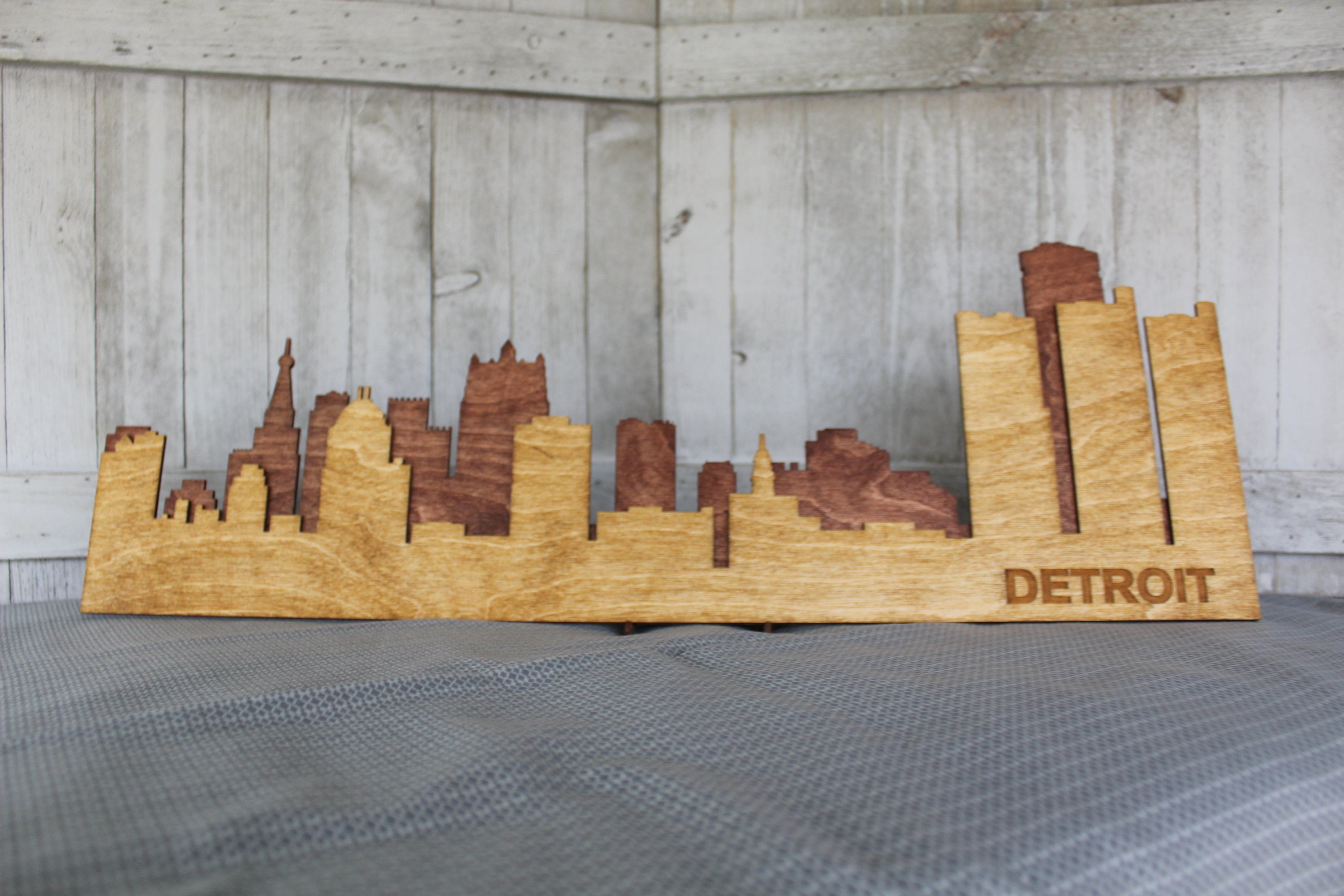 Detroit Michigan Skyline Layered Wooden Wall Art – Decor for Home or ...