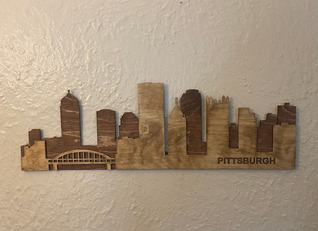 Pittsburgh Skyline Wooden Sign - Rustic Pittsburgh Wall Decor ...