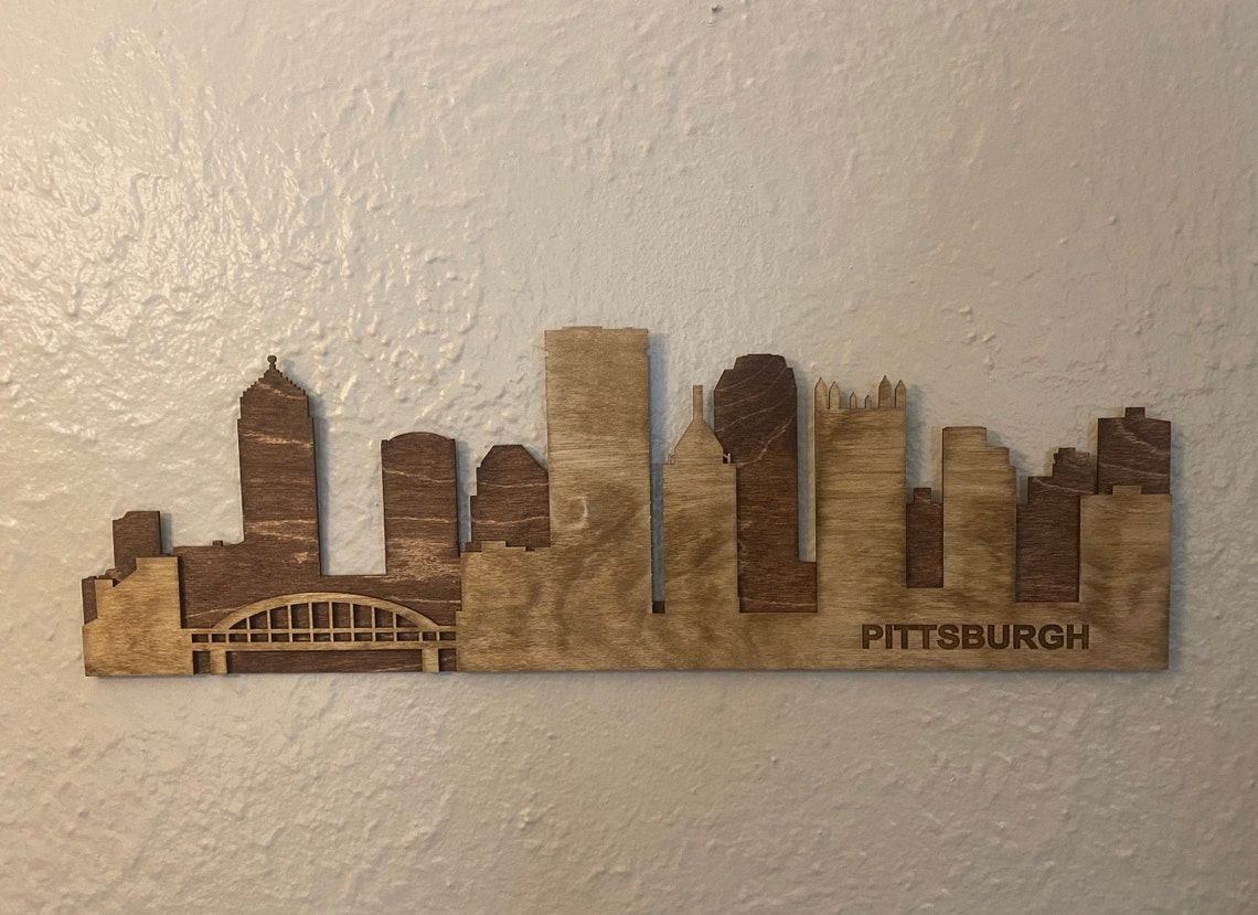 Pittsburgh Skyline Wooden Sign Rustic Pittsburgh Wall Decor | Etsy