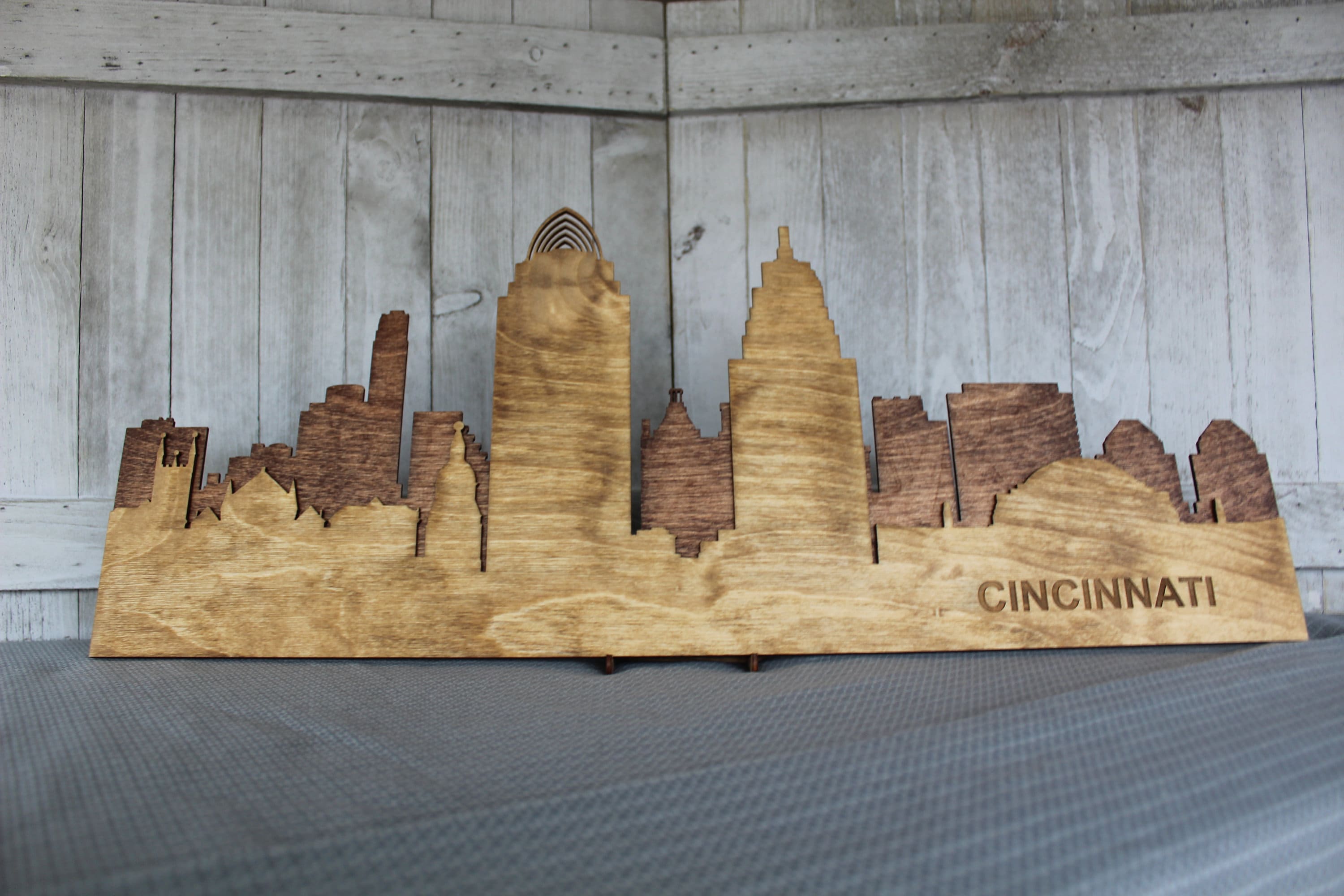 Cincinnati Skyline Wooden Sign - Rustic Cincinnati Wall Art Decor ...