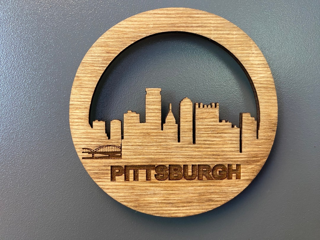 Pittsburgh Skyline Wood Fridge Magnet: Laser Cut Baltic Birch - Etsy